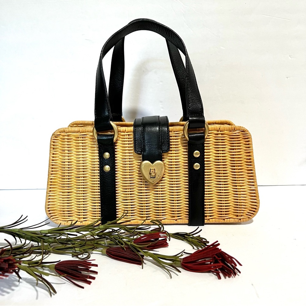 Rare Juicy Couture Wicker Straw Trunk Leather Handbag - Gem